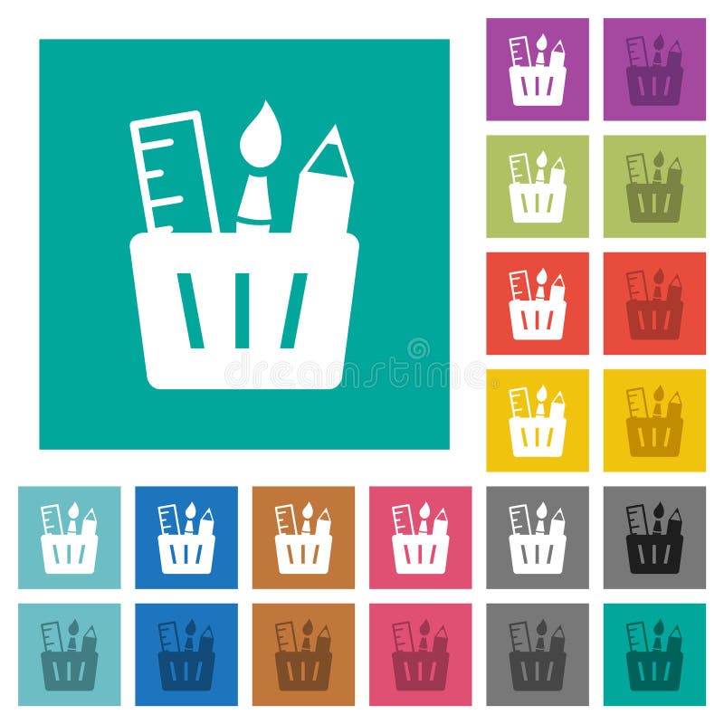 Drawing Tools Solid Square Flat Multi Colored Icons Stock Vector ...