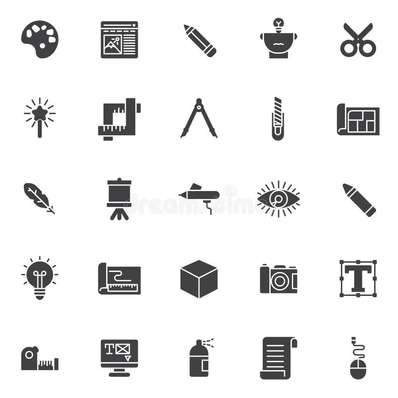 Drawing Tools Vector Icons Set Stock Vector - Illustration of crop ...