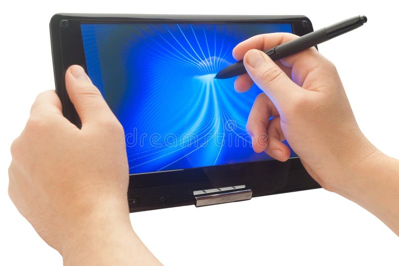 Drawing on touch computer stock photo. Image of finger - 18534946