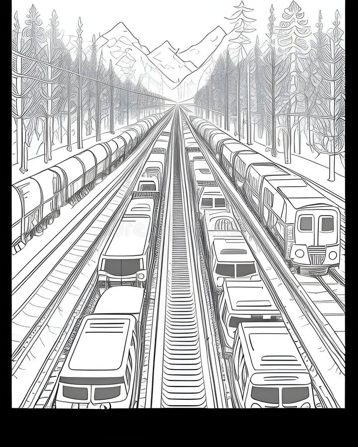 A Drawing of a Train that Has the Number 1 on it Stock Illustration ...