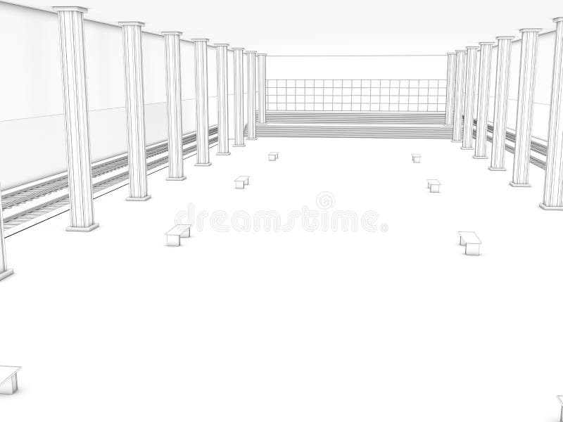 Drawing the Train Station #2 Stock Illustration - Illustration of ...