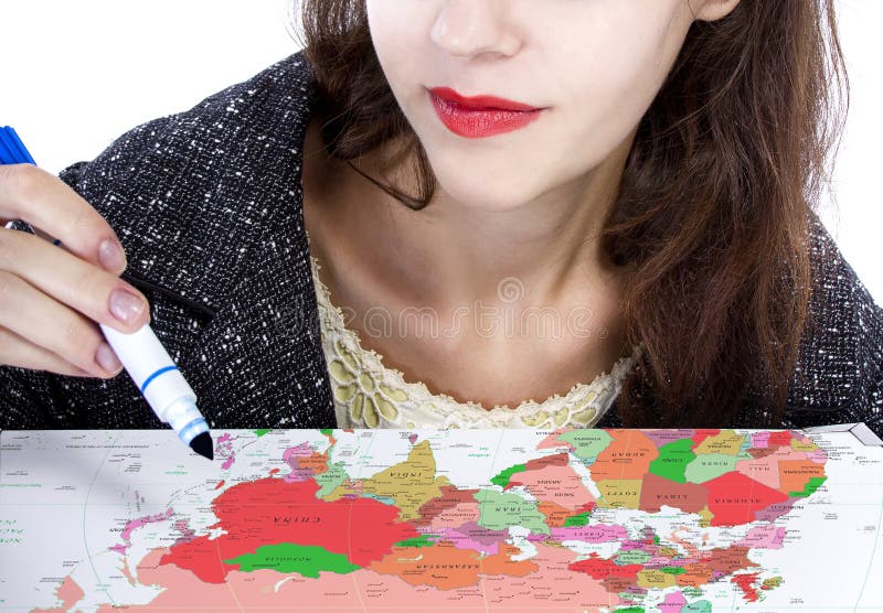Drawing Travel Plans on a Map Stock Photo - Image of search, continent ...