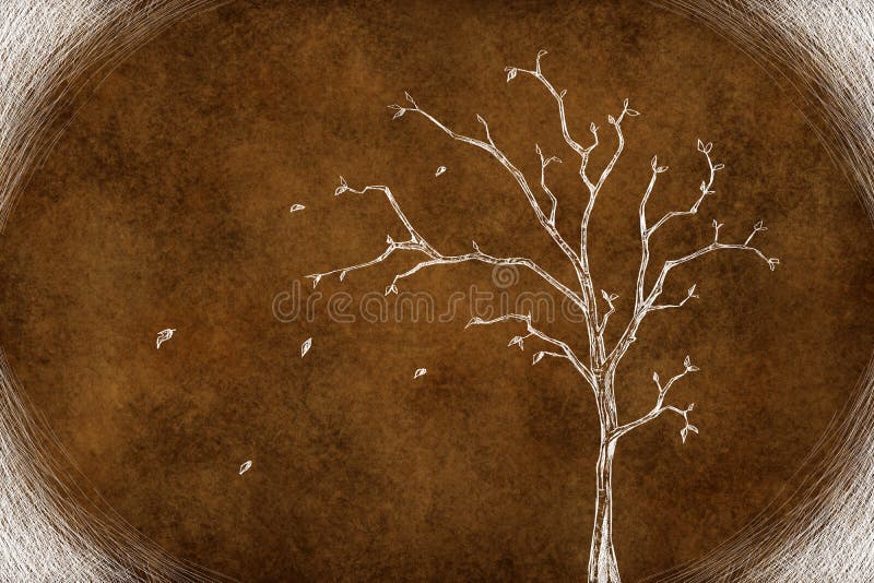 Drawing tree on brown stock illustration. Illustration of warming ...