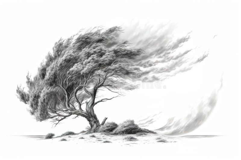 Windy Tree Drawing