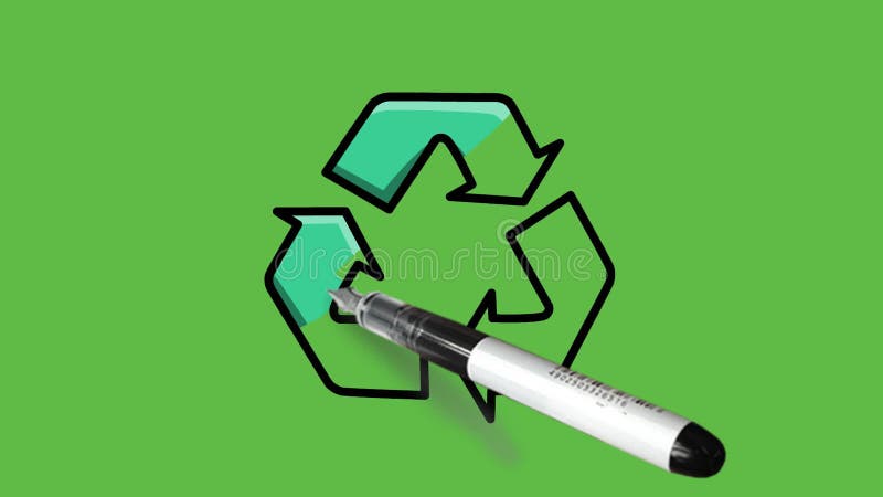 Drawing a Triangle Recycle in Colour Combination on Abstract Green ...