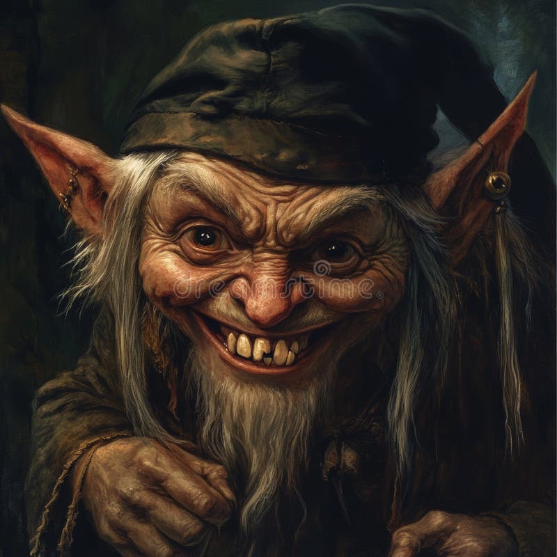 In this Drawing, a Troll with a Hat on His Head is Depicted Stock Image ...