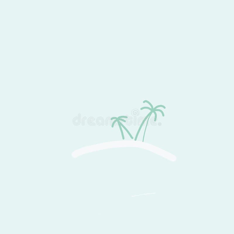 Drawing of a Tropical Island in the Ocean. Stock Illustration ...