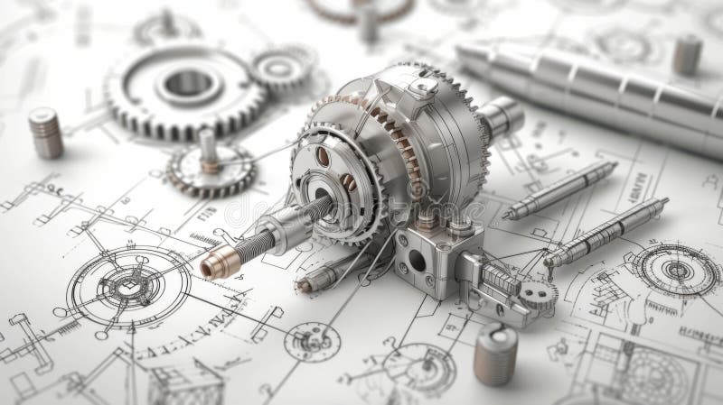 Drawing of Turbine Engine with Longitudinal Section for Studying ...