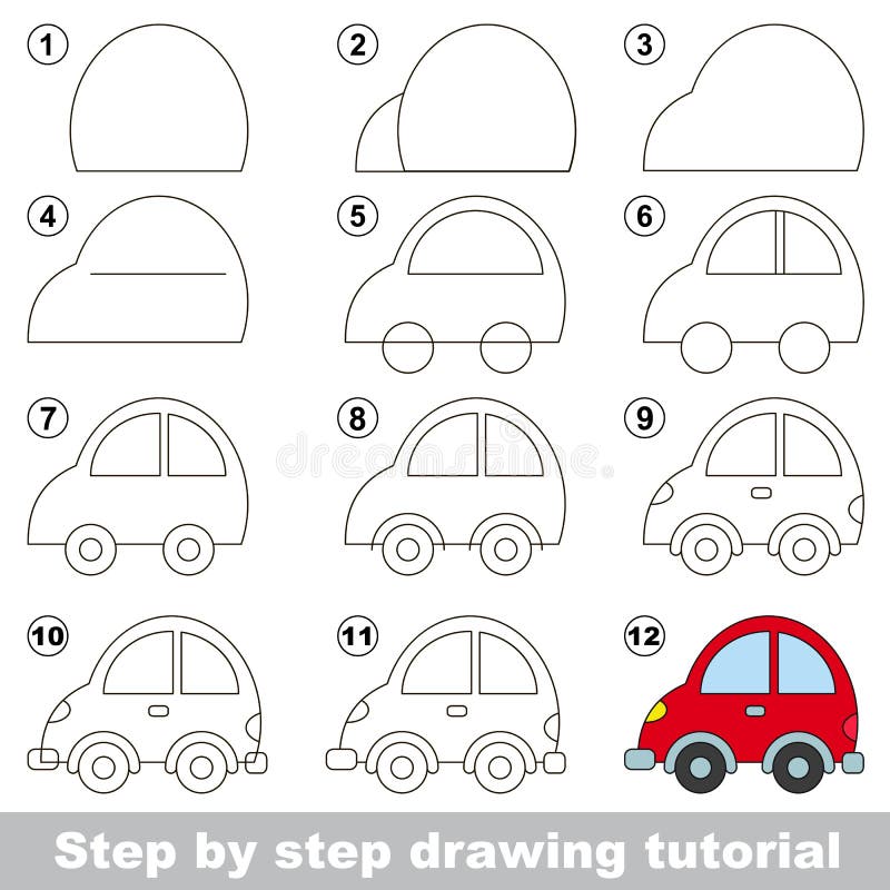 Drawing Tutorial. Game for Automobile. Stock Vector - Illustration of ...