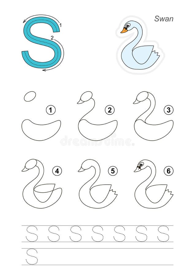 Drawing Tutorial. Game for Letter S Stock Vector - Illustration of ...
