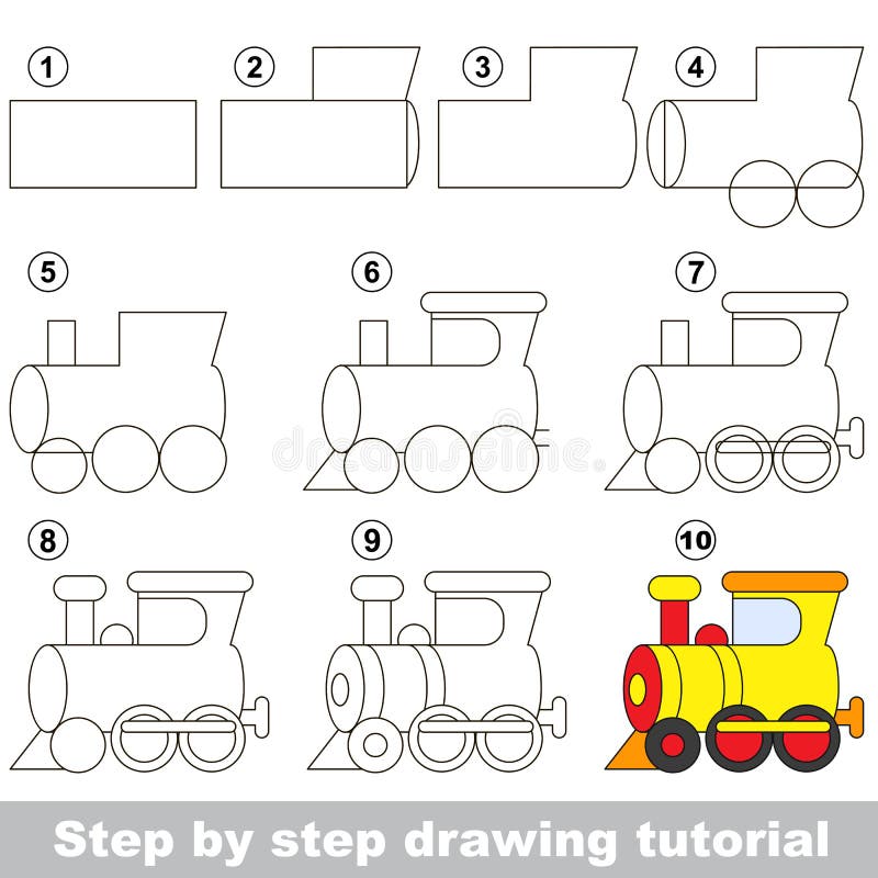 Drawing Tutorial. Game for Locomotive. Stock Vector - Illustration of ...