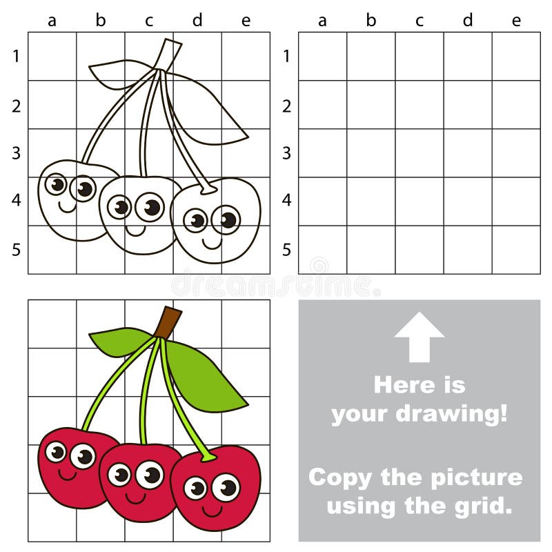 The Cherry. Drawing Worksheet. Stock Vector - Illustration of ...
