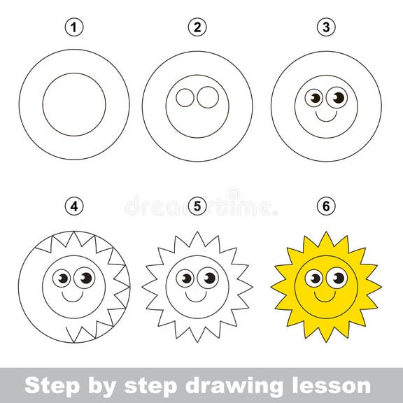 Drawing Tutorial. How To Draw a Sun Stock Vector - Illustration of ...