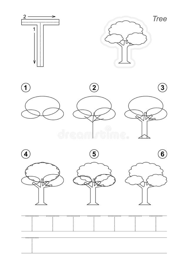 Tree. Drawing worksheet. stock illustration. Illustration of children ...