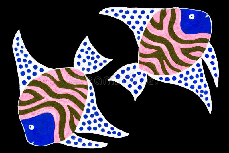 A Drawing of Two Little Fish. Stock Illustration - Illustration of ...