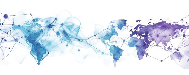 Drawing of Two Map Outlines with Dots Connecting Them, Showing a Global ...
