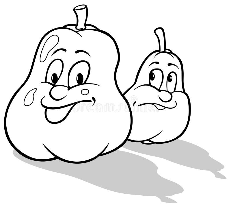 Drawing of Two Pears with Faces Stock Vector - Illustration of sweet ...