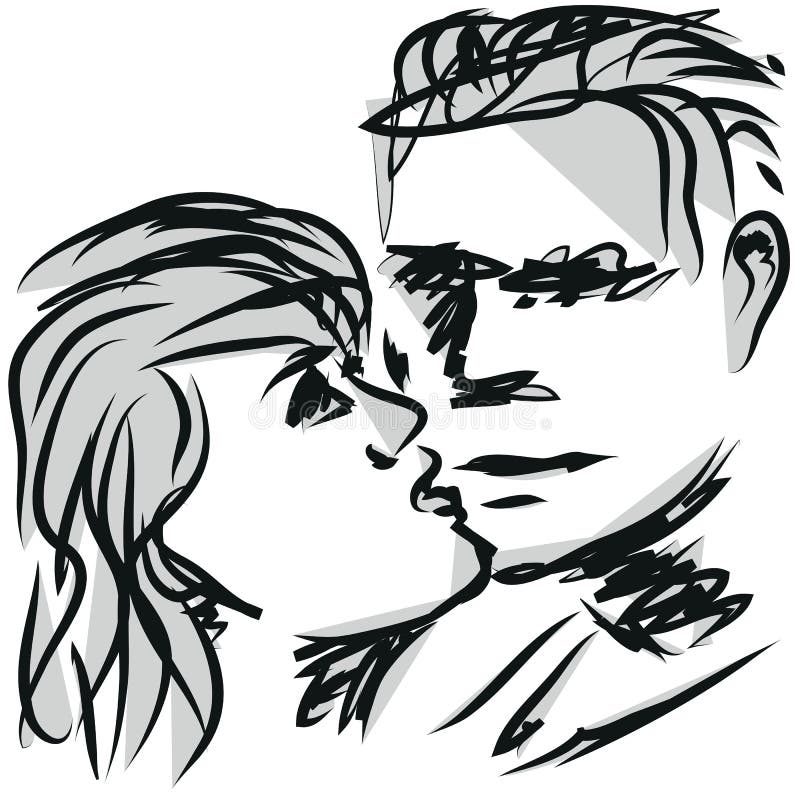 Drawing of Two People Who Love Each Other Stock Vector - Illustration ...