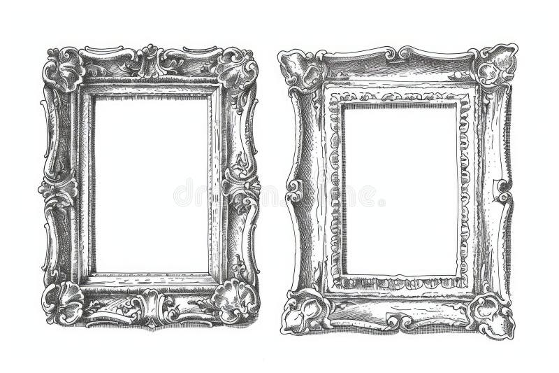 Drawing of Two Picture Frames. Suitable for Interior Design Concepts ...