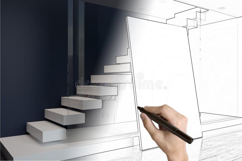 Drawing Unfinished House Project Stock Illustration - Illustration of ...