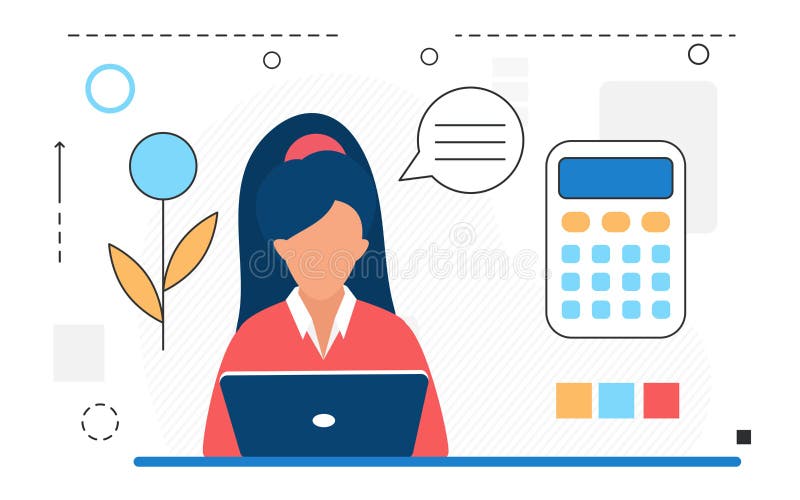 Drawing Up Personal Budget, Developing Business Plan in Computer. Stock ...