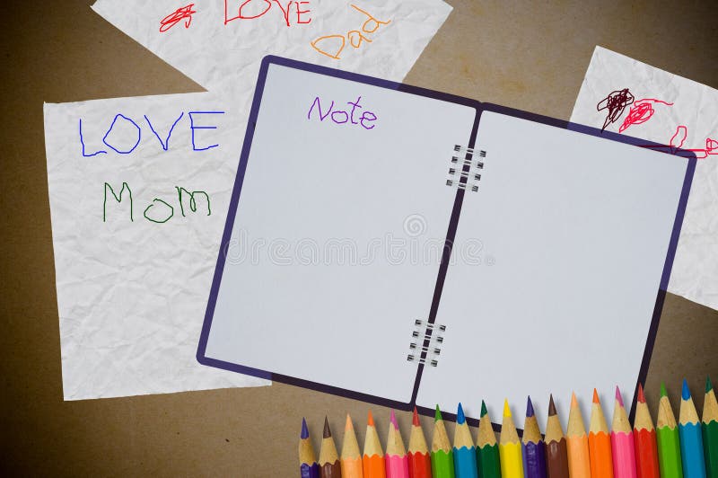Drawing on used paper stock photo. Image of mother, pencil - 18359106