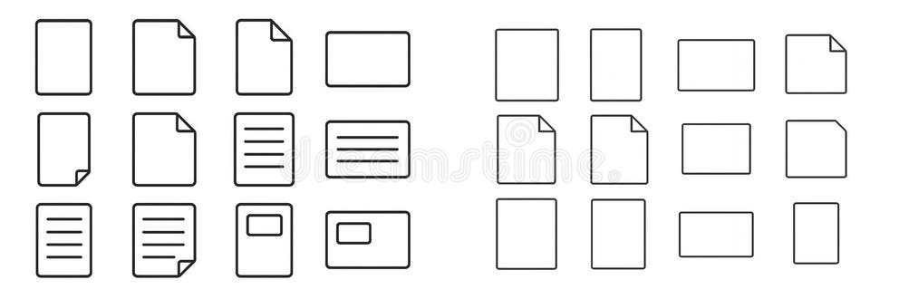 Drawing of Various Document Types, Arranged in Two Groups, Showcasing ...