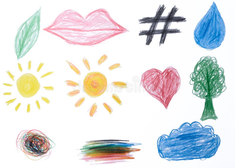 Doodle Drawing Sun Heart Shape White Background Stock Photos - Free ...