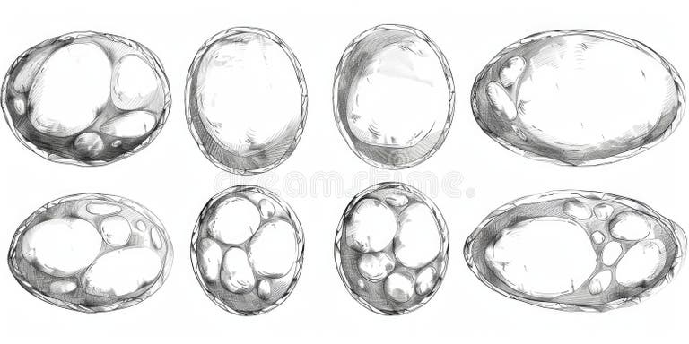 A Drawing of Various Pebbles, Suitable for Use in Nature-themed Designs ...