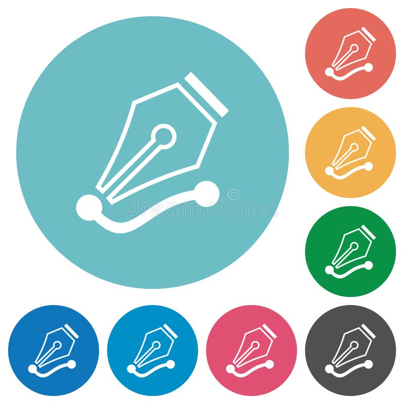 Drawing Vector Curve with Pen Tool Outline Flat Round Icons Stock ...