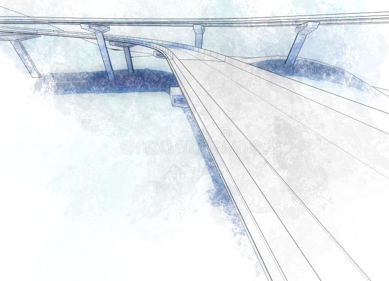 Drawing viaduct stock illustration. Illustration of drawing - 36177565