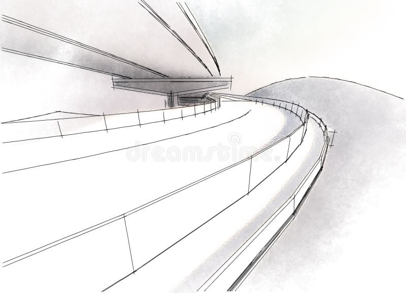 Drawing viaduct stock photo. Image of pencil, construction - 36177648