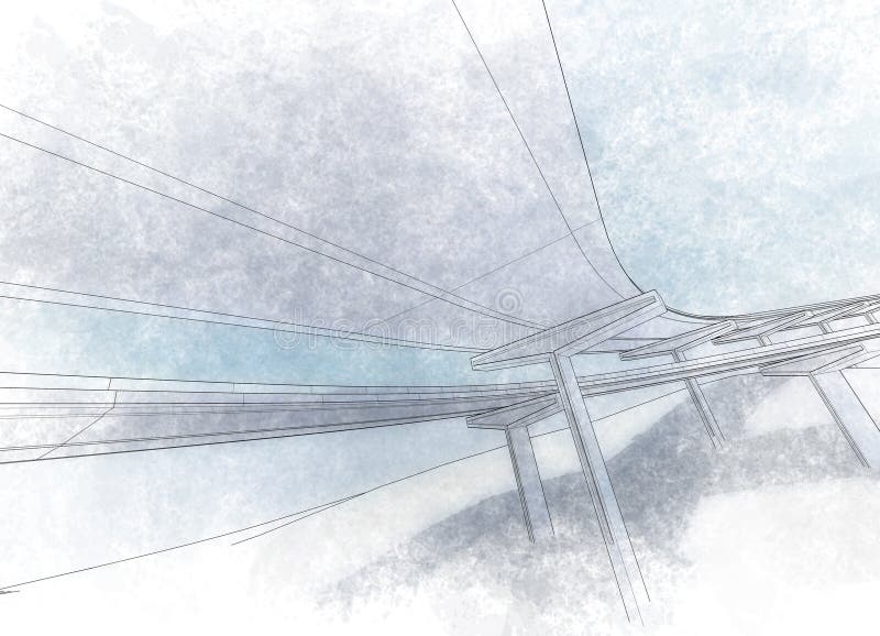 Drawing viaduct stock photo. Image of pencil, construction - 36177648