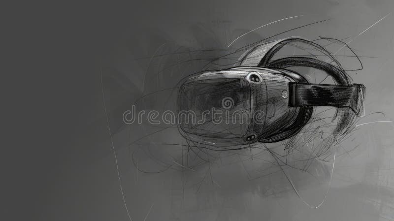 A Drawing of a Virtual Reality Headset with a Black Strap Stock ...