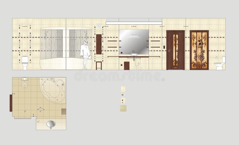 Drawing Wall and Floor Bathroom Stock Illustration - Illustration of ...