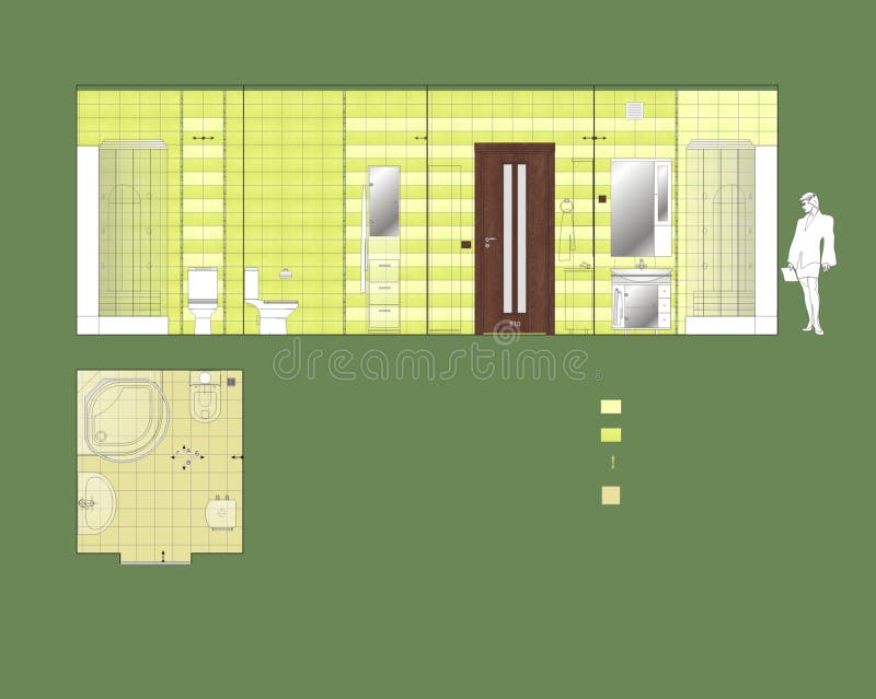 Drawing Wall and Floor Bathroom Stock Illustration - Illustration of ...