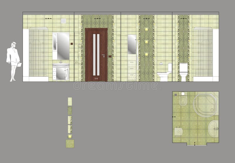 Drawing Wall and Floor Bathroom Stock Illustration - Illustration of ...