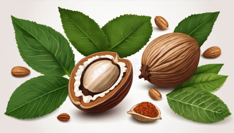 A Drawing of a Walnut and Its Shell Stock Illustration - Illustration ...