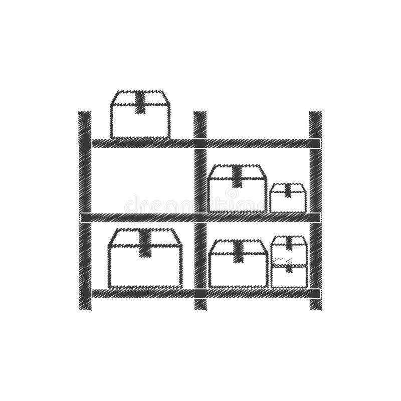 Drawing Warehouse Storage Boxes Pictogram Stock Illustration ...