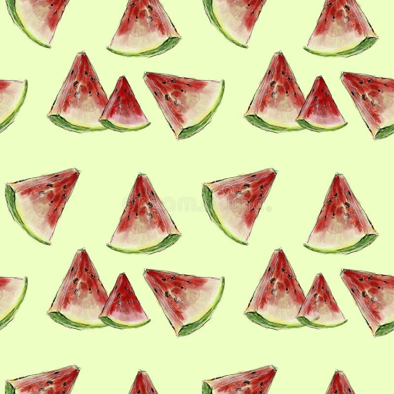 Drawing Watermelon Slice Pattern Design Art Stock Illustration ...