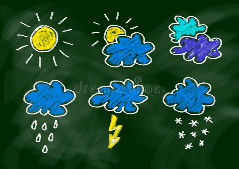 Drawing of weather icons stock illustration. Illustration of freehand ...