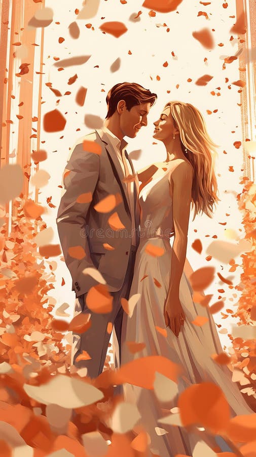 Drawing Wedding Couple Generative AI Stock Illustration - Illustration ...