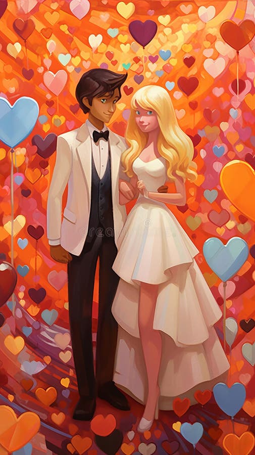 Drawing Wedding Couple Generative Ai Stock Illustration Illustration Of Flower People 277811402