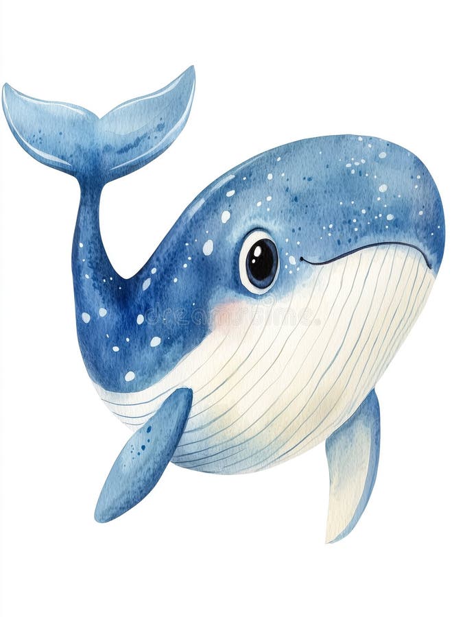 Drawing of a Whale and Paint Splashes. Blue Whale Stock Illustration ...