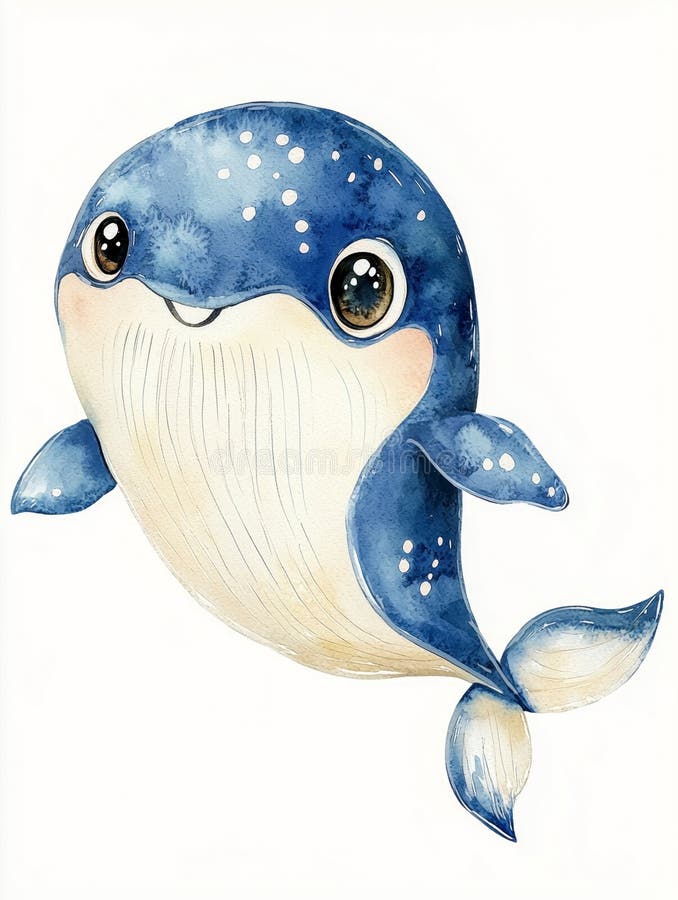 Drawing of a Whale and Paint Splashes. Blue Whale Stock Illustration ...