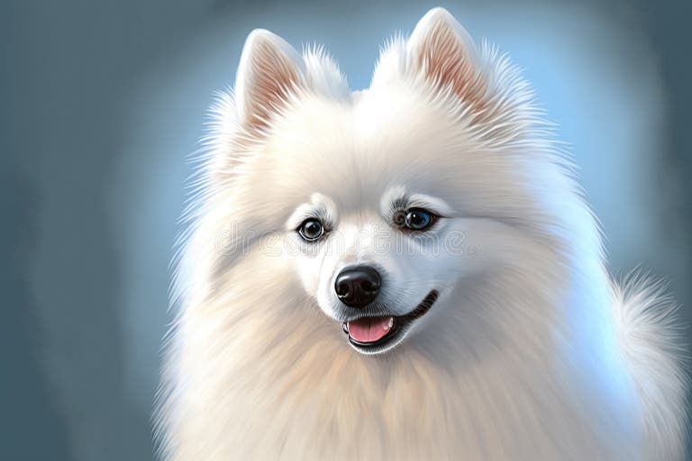Drawing of a White Spitz Dog, a Gorgeous Dog Breed, a Pet, with White ...