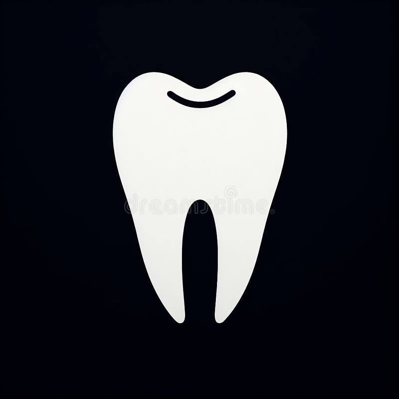 A Drawing of a White Tooth on a Black Background Stock Illustration ...