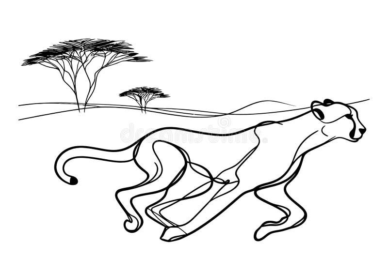 Drawing of a Wild Leopard. One Line Drawing Vector Illustration. Stock ...