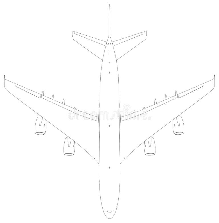 Airliner Top View Line Drawing Stock Illustrations – 76 Airliner Top ...