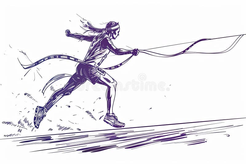 Woman Running with a Bow stock illustration. Illustration of determined ...